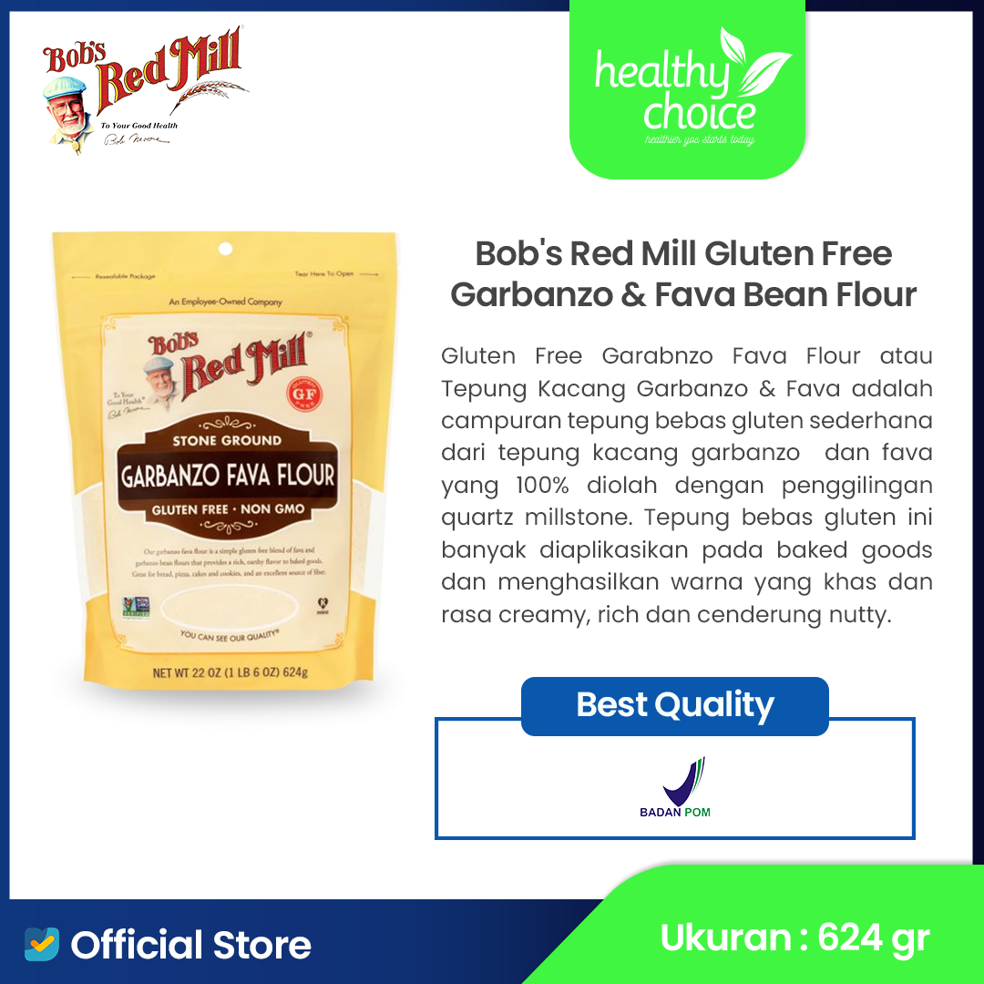 Bob's Red Mill Gluten Free Garbanzo Fava Flour 624gr – Healthy Choice ID