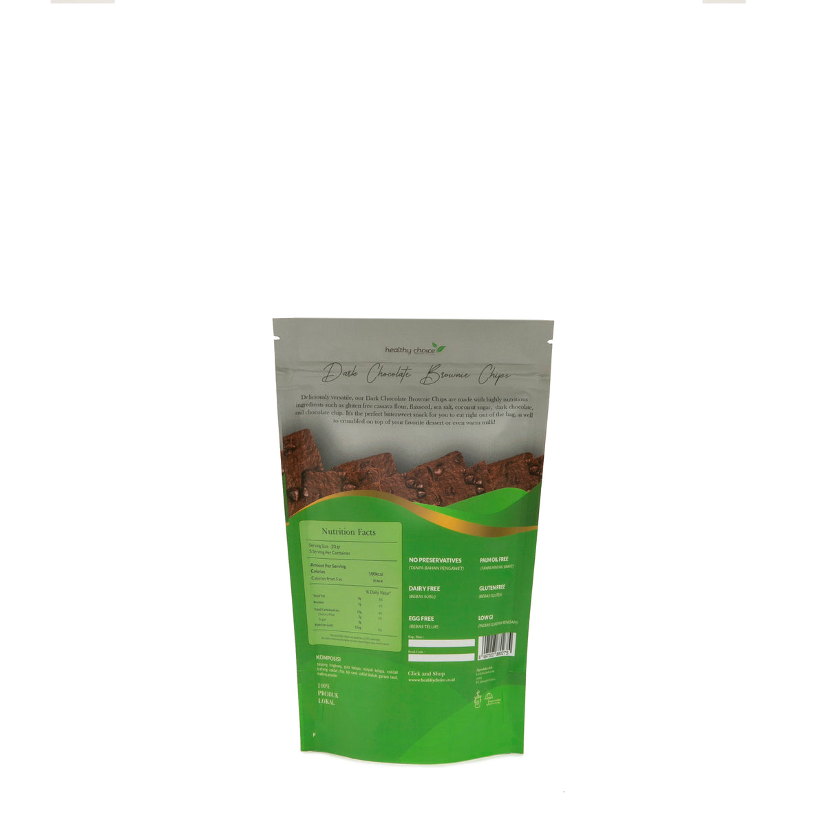 Healthy Choice Dark Choco Brownie Chips 100gr – Healthy Choice ID