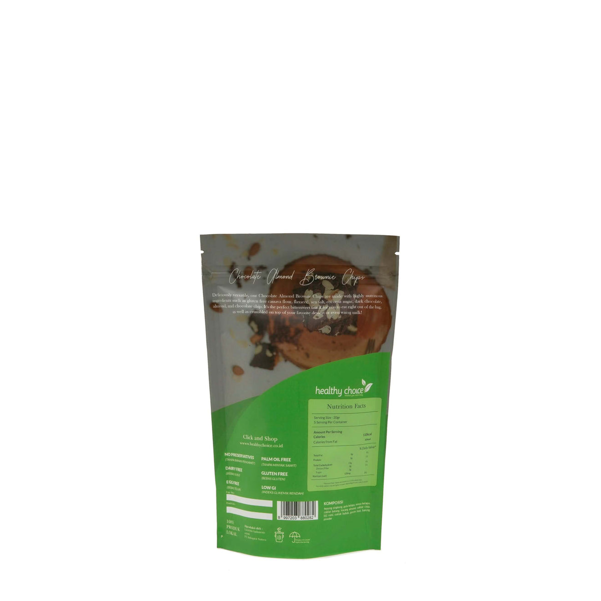 Healthy Choice Almond Choco Brownie Chips 100gr – Healthy Choice ID