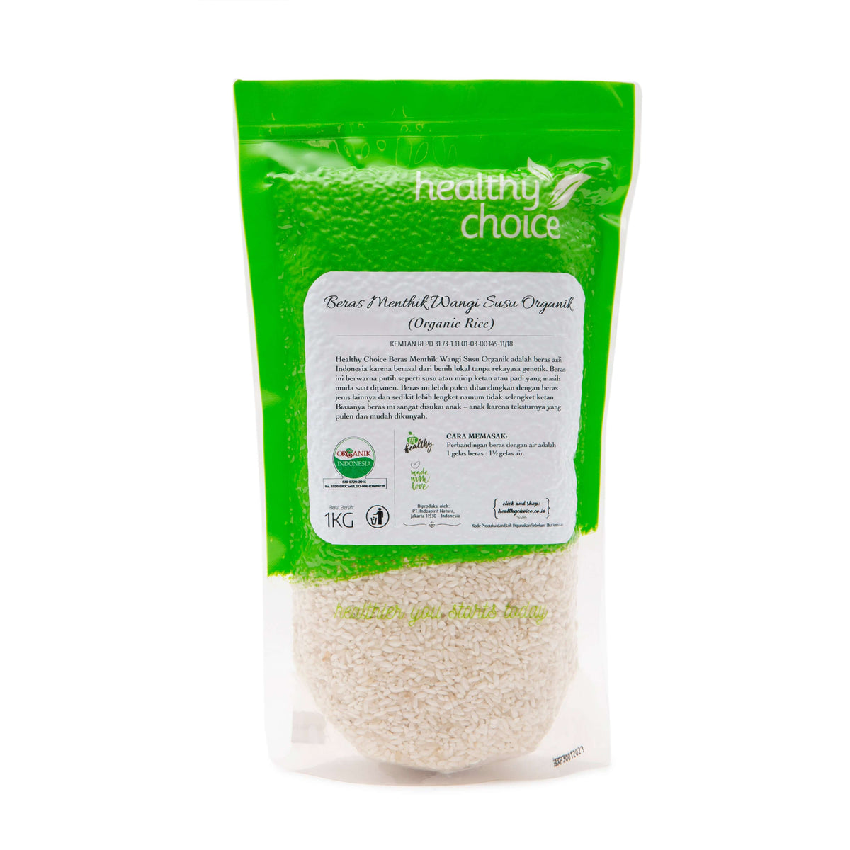 Healthy Choice Beras Menthik Wangi Susu Organik 1kg – Healthy Choice ID