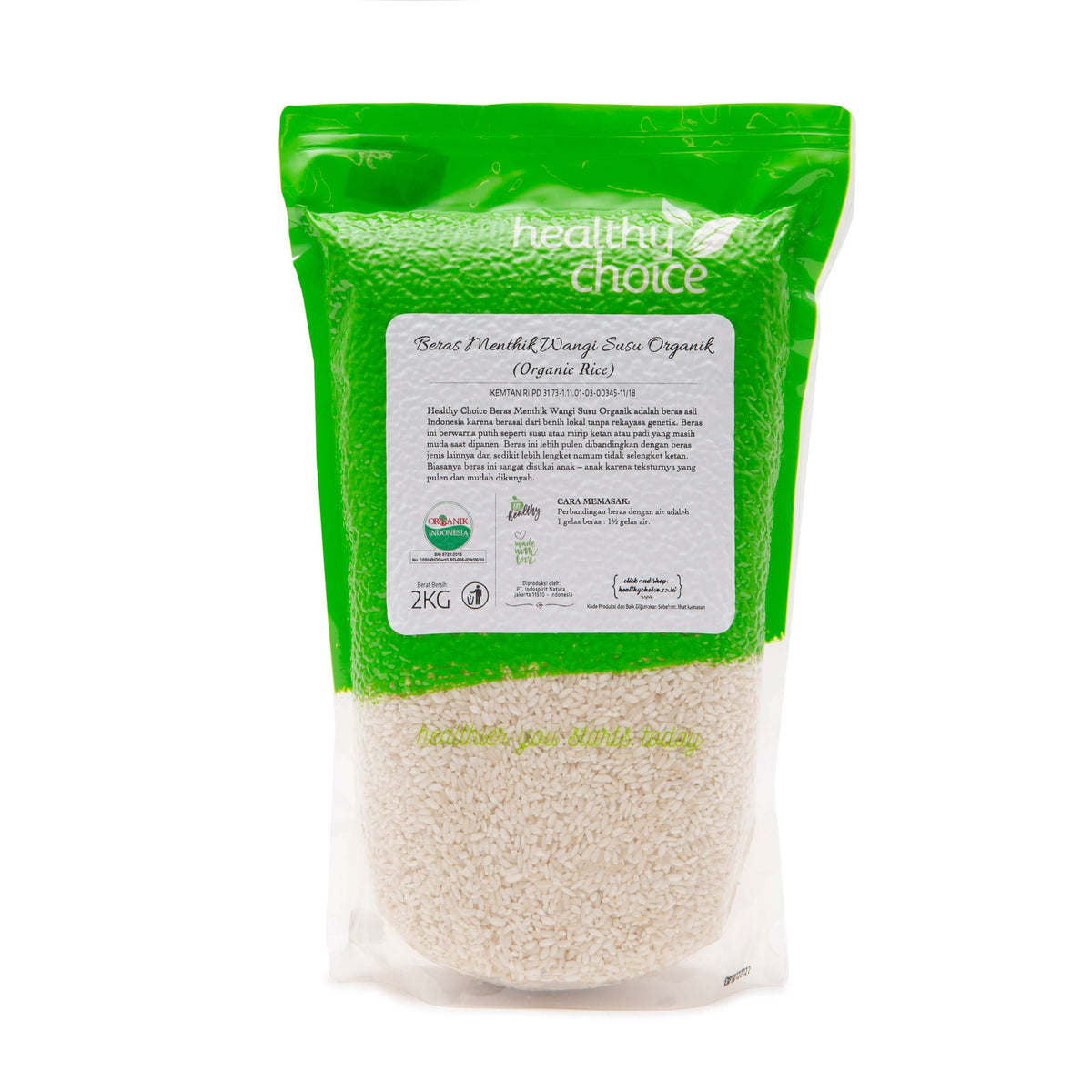 Healthy Choice Beras Menthik Wangi Susu Organik 2kg – Healthy Choice ID
